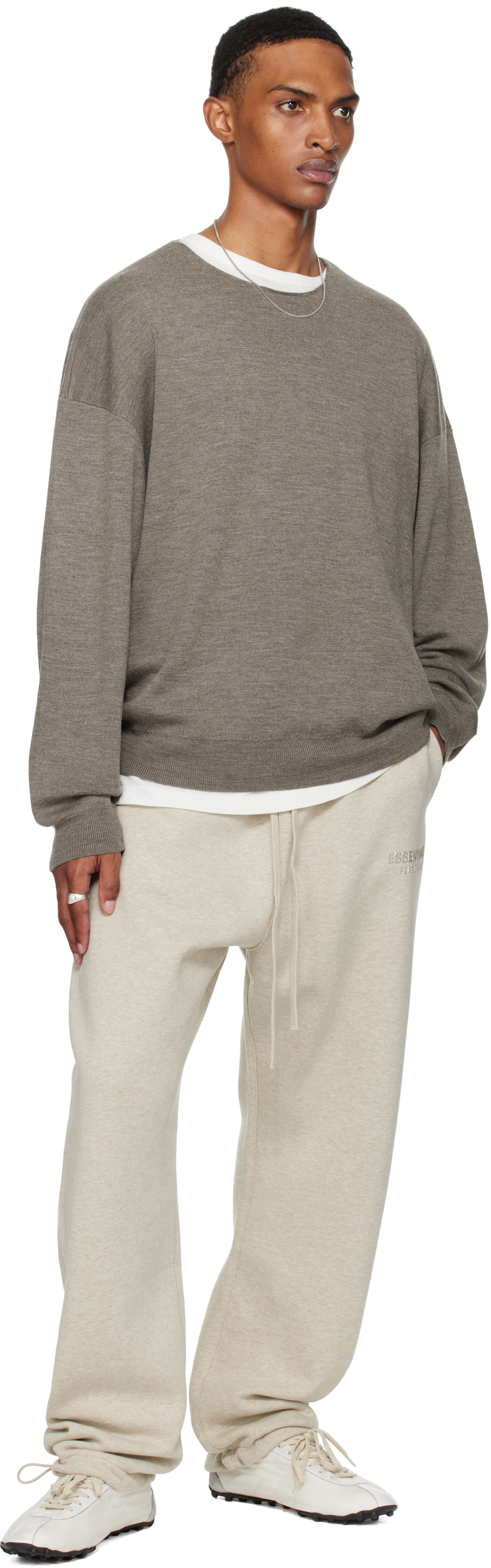 Fear of God ESSENTIALS Beige Relaxed Fleece Sweatpants Fear Of God ...