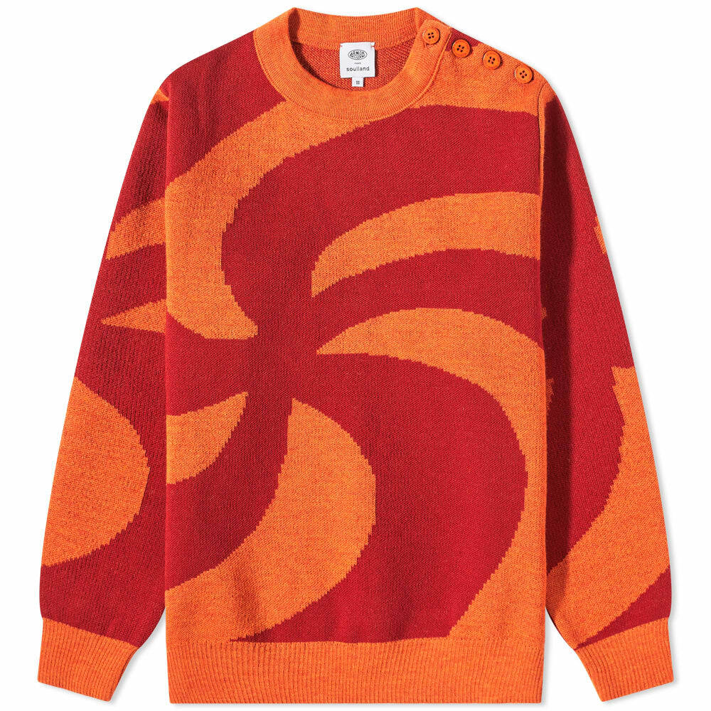 Soulland x Armor-Lux Button Crew Knit in Orange Soulland