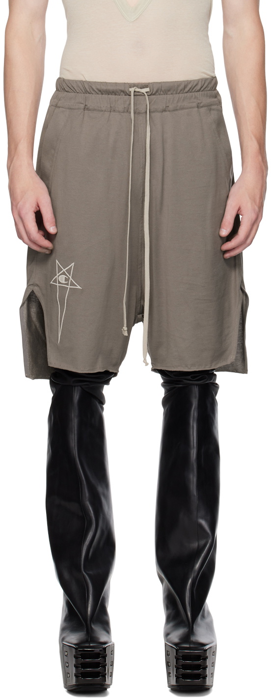 Rick Owens Gray Champion Edition Beveled Pods Shorts Rick Owens