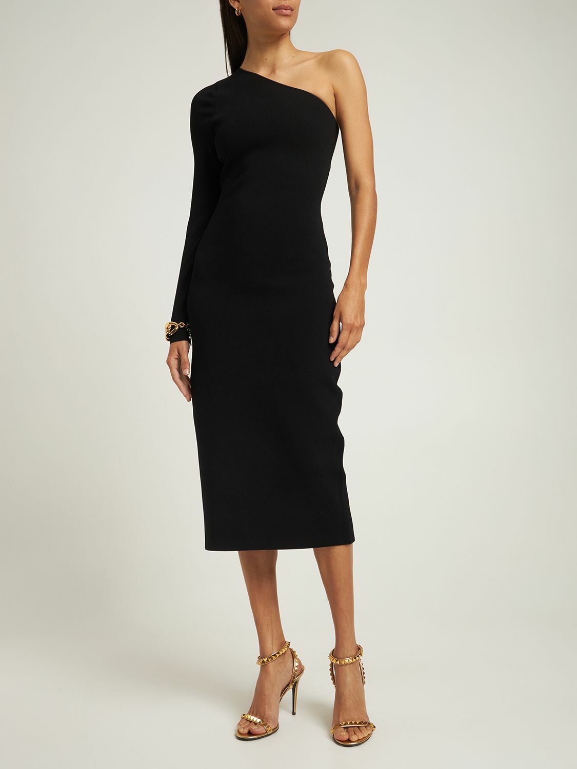VICTORIA BECKHAM - Body Compact Viscose Midi Dress Victoria Beckham