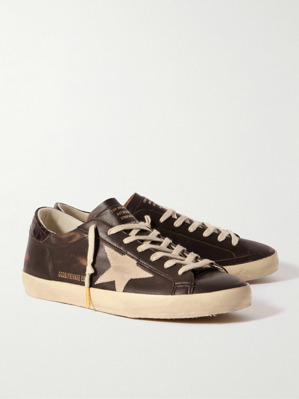 Golden Goose - Super-Star Distressed Suede-Trimmed Leather Sneakers ...