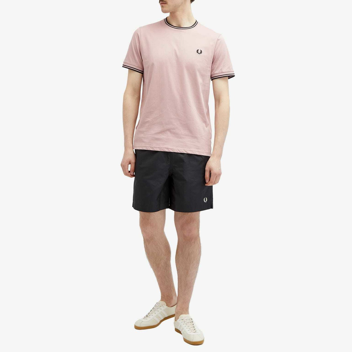 Fred Perry Men's Twin Tipped T-Shirt in Dusty Rose Pink/Black Fred Perry