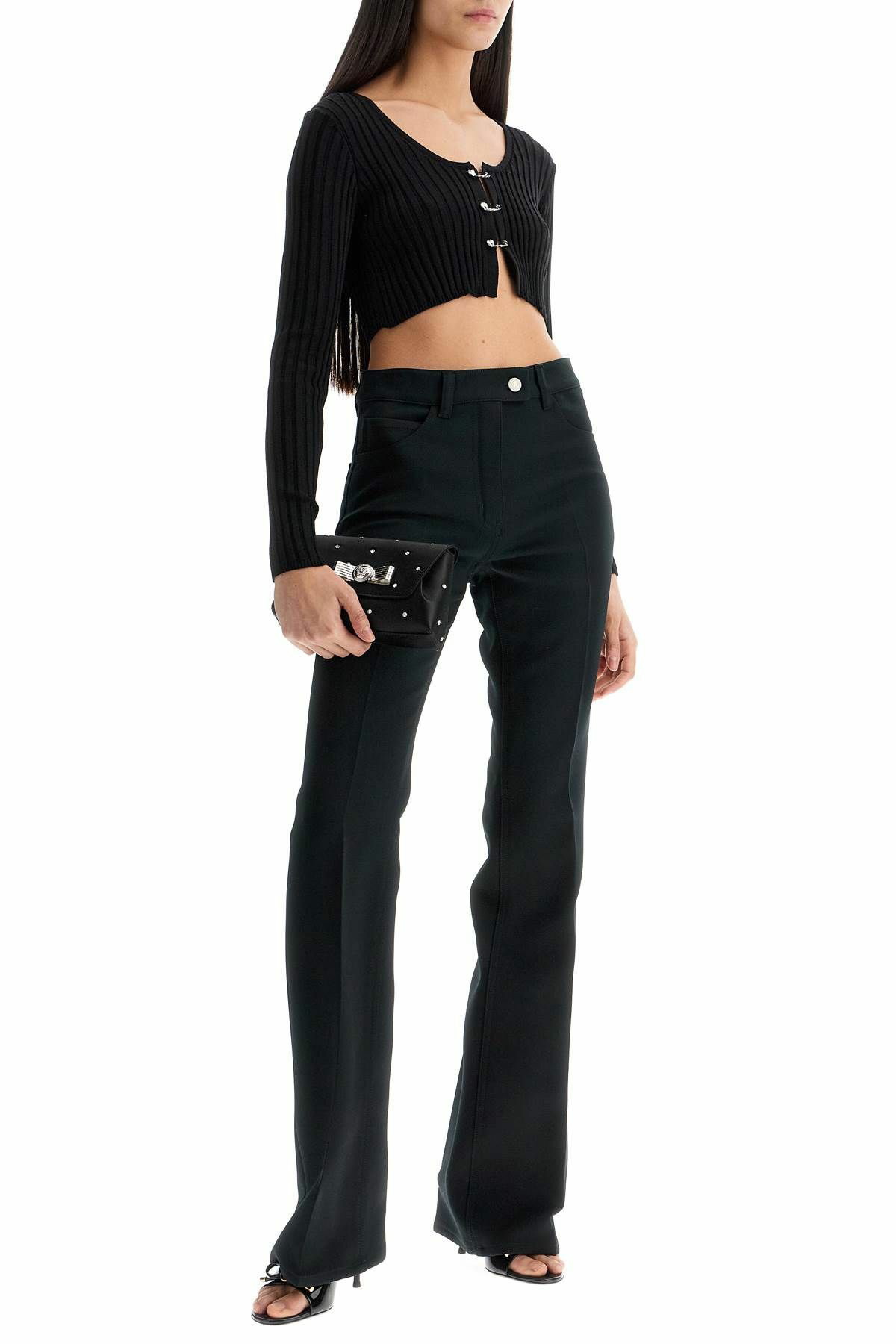VERSACE 'cropped safety pin cardigan Black Versace