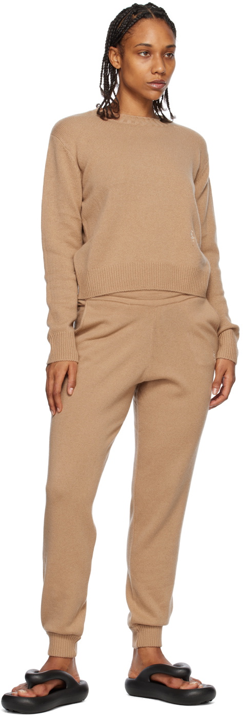 Sporty & Rich Tan Embroidered Sweatpants Sporty & Rich
