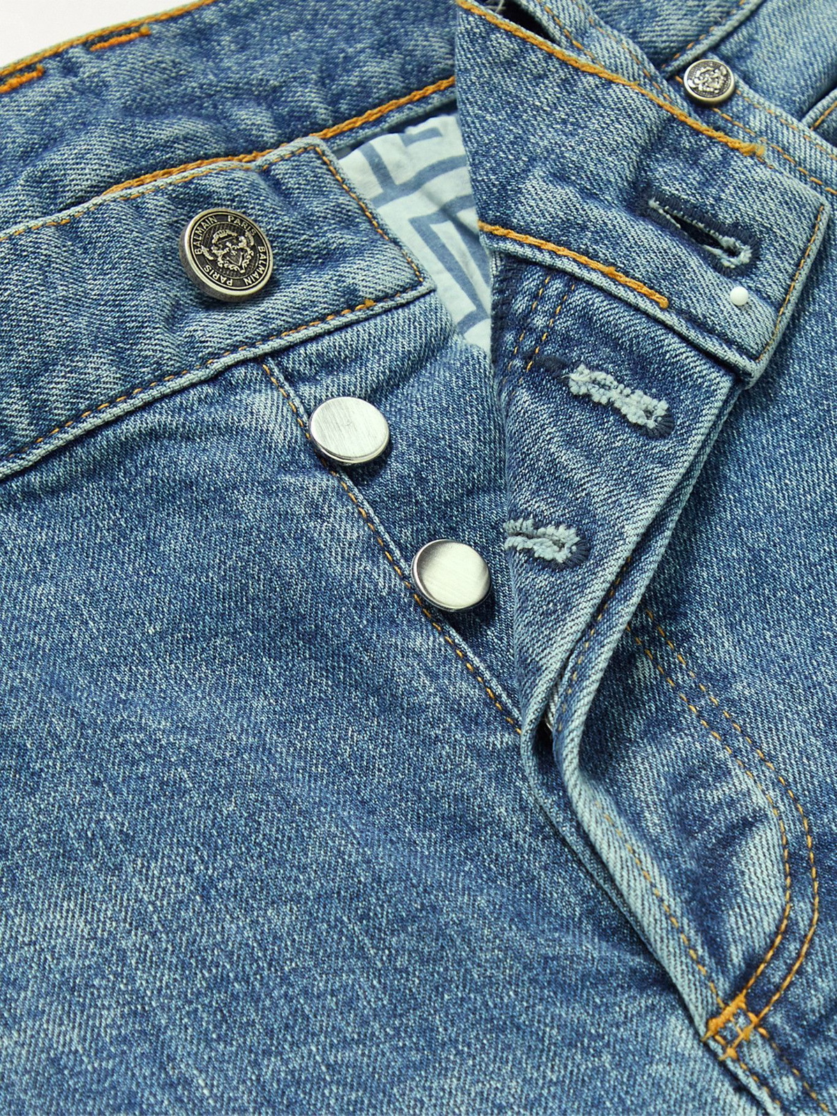 Balmain - Slim-Fit Logo-Embossed Denim Jeans - Blue Balmain