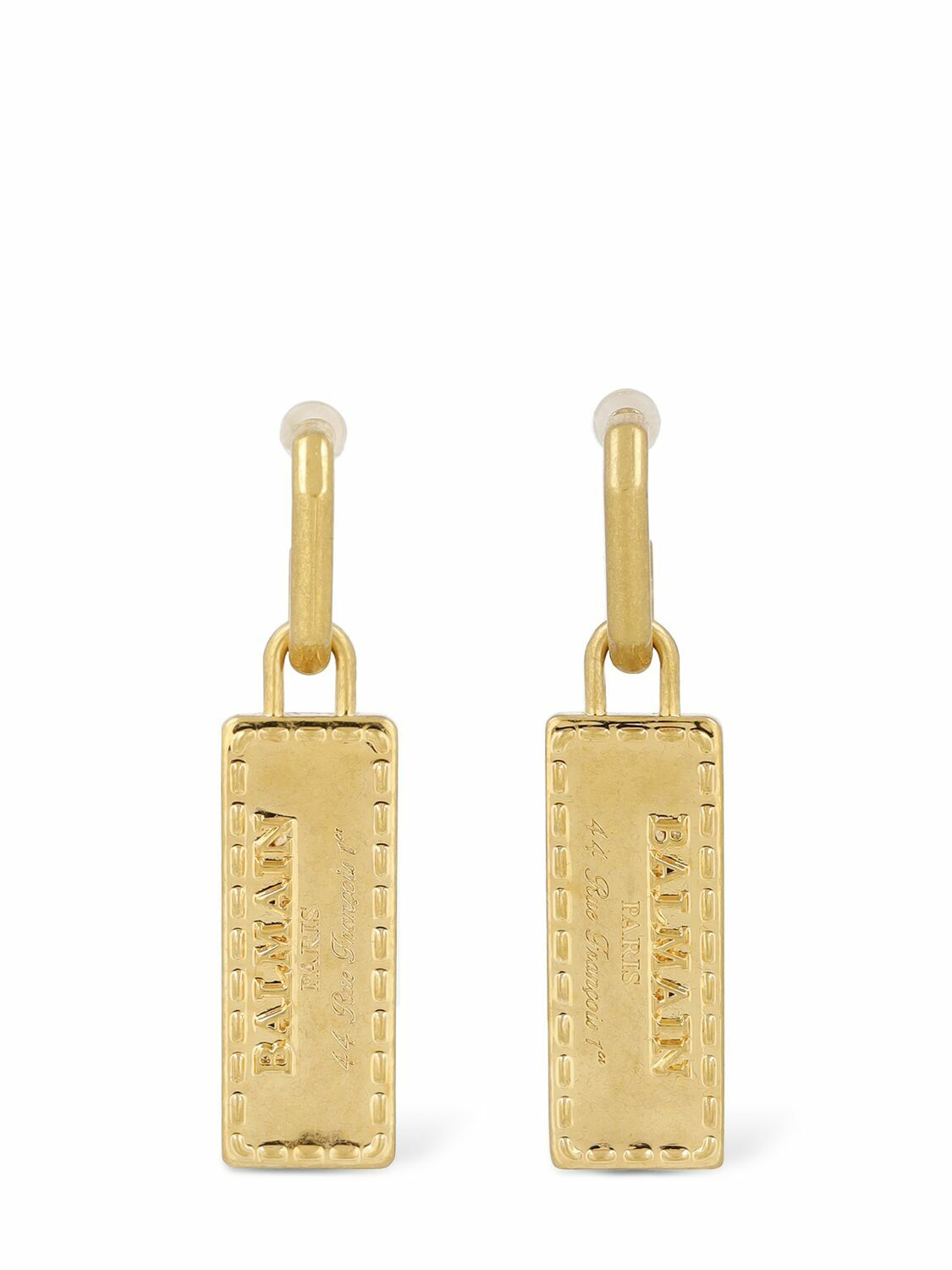 BALMAIN - Signature Tubular Brass Earrings Balmain