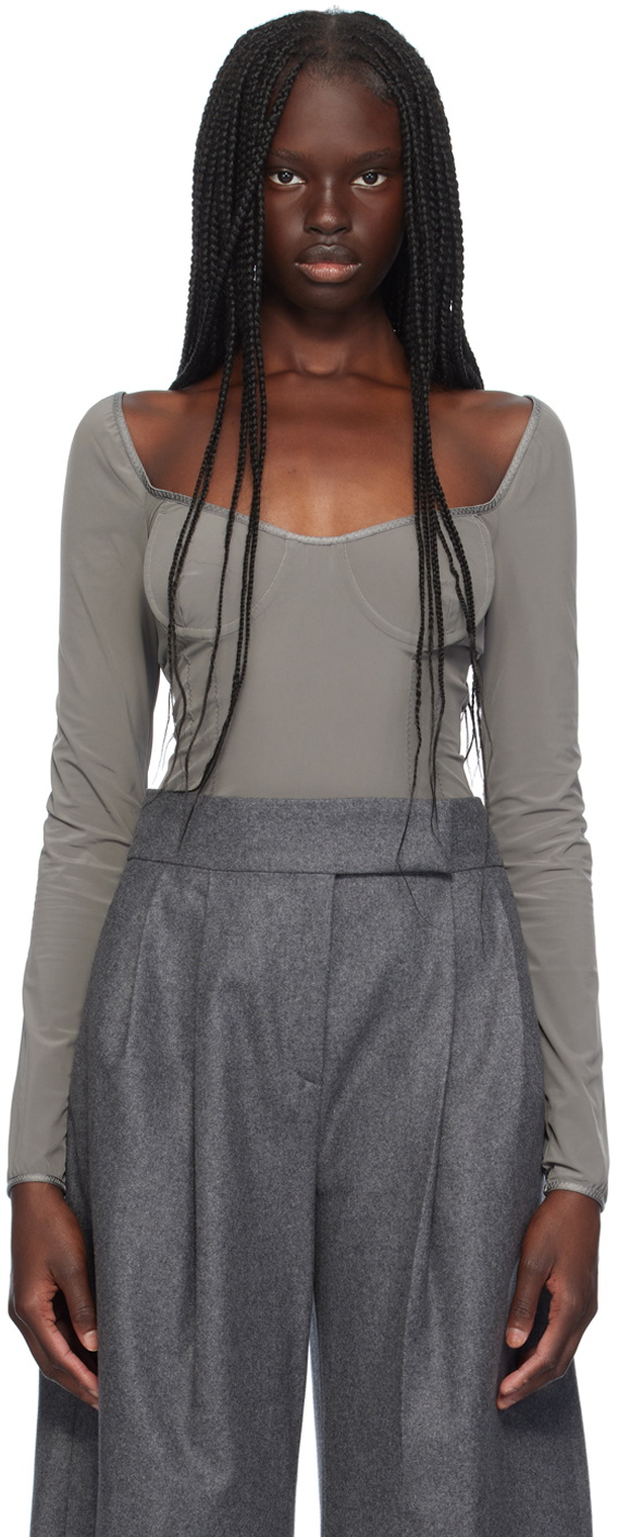 Paris Georgia Gray Underwire Bodysuit Paris Georgia
