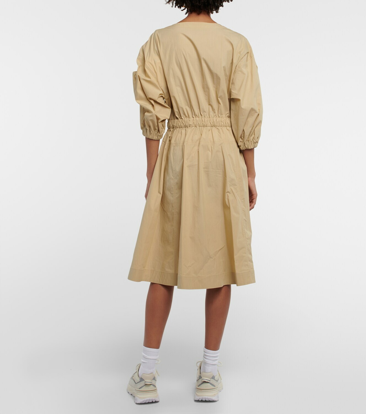 Moncler - Cotton-blend belted midi dress Moncler