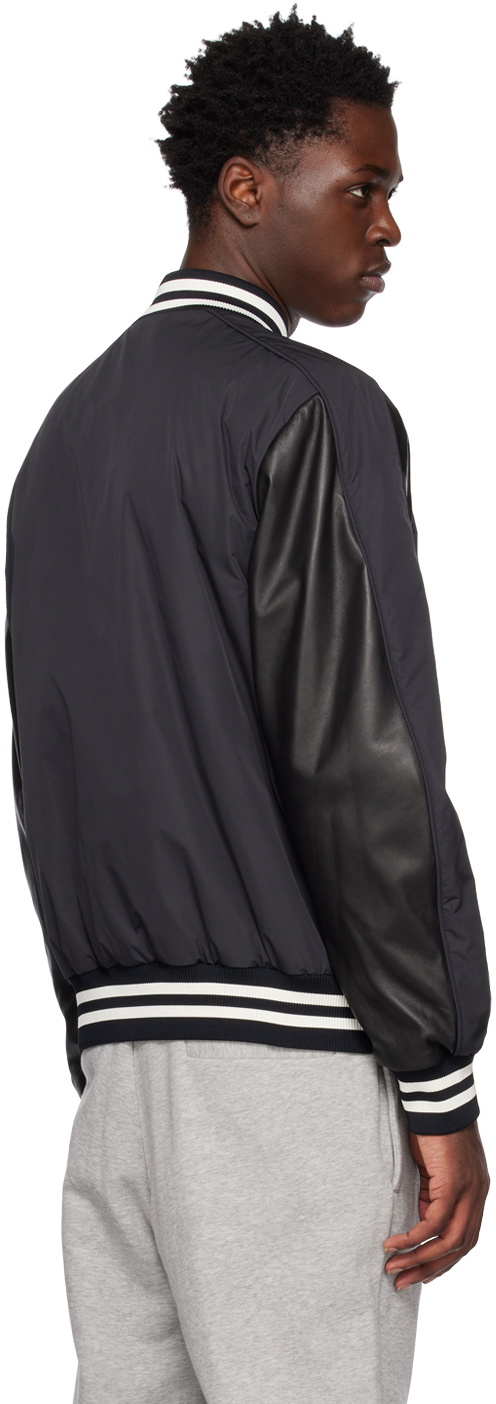 Moncler Black Detian Leather Down Bomber Jacket Moncler