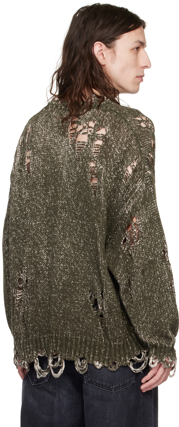 R13 Khaki Distressed Sweater R13