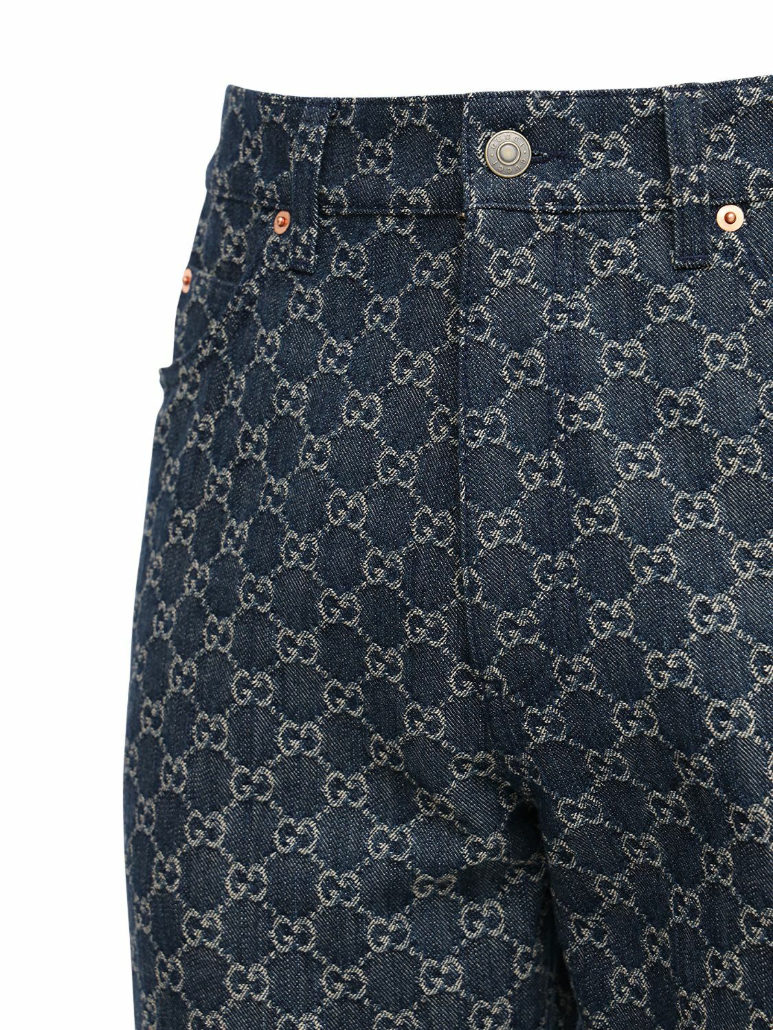 GUCCI - Gg Jacquard Denim Jeans Gucci