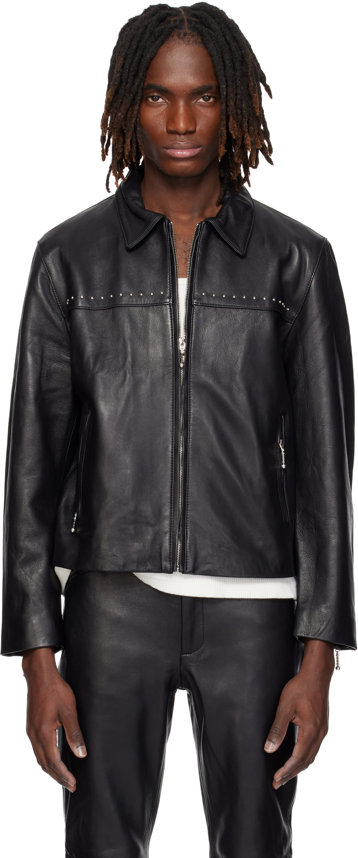 Ernest W. Baker Black Studded Leather Jacket Ernest W. Baker