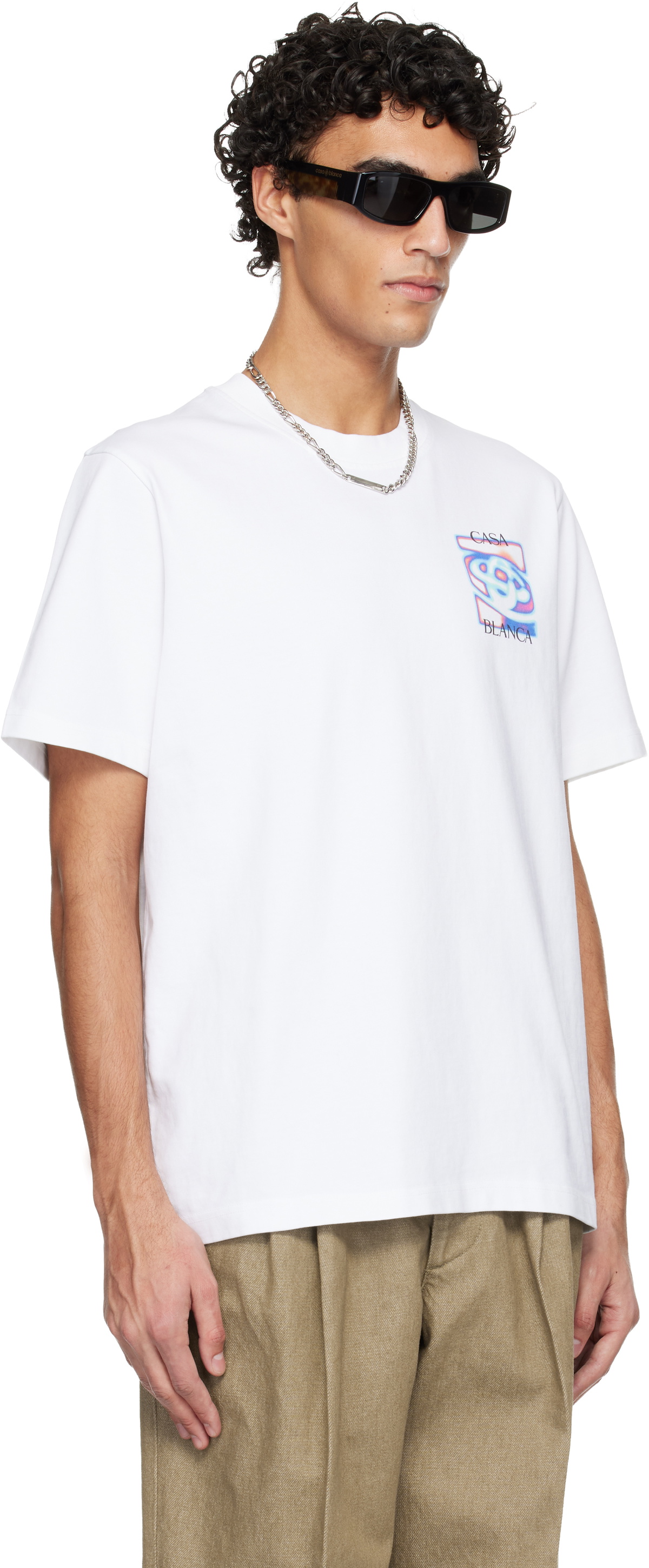 Casablanca White Heat Map Logo Short Sleeve T‑shirt Casablanca