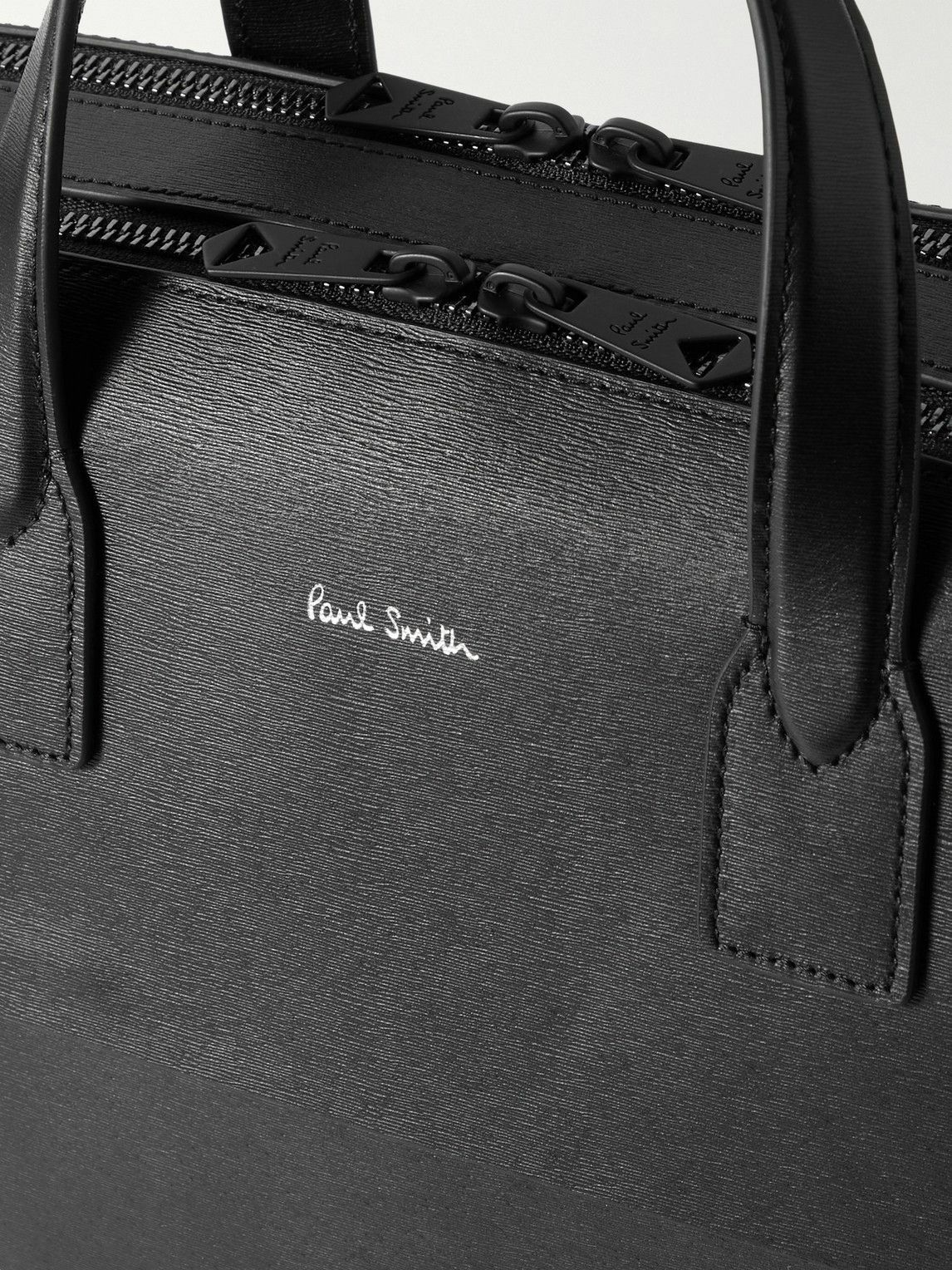 Paul Smith - Logo-Print Textured-Leather Briefcase Paul Smith
