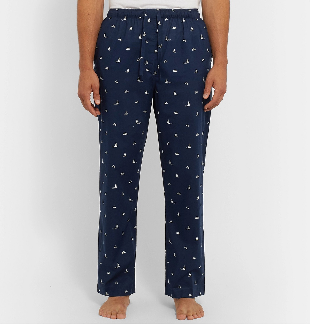 Derek Rose - Nelson 73 Printed Cotton-Poplin Pyjama Trousers - Blue ...