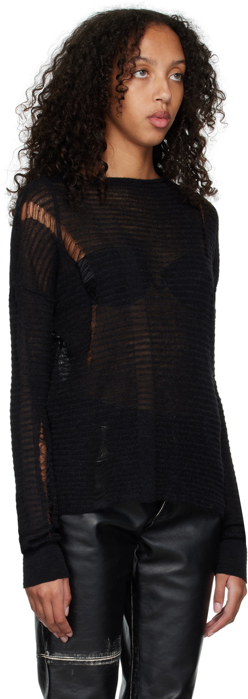 MM6 Maison Margiela Black Distressed Sweater MM6 Maison Margiela