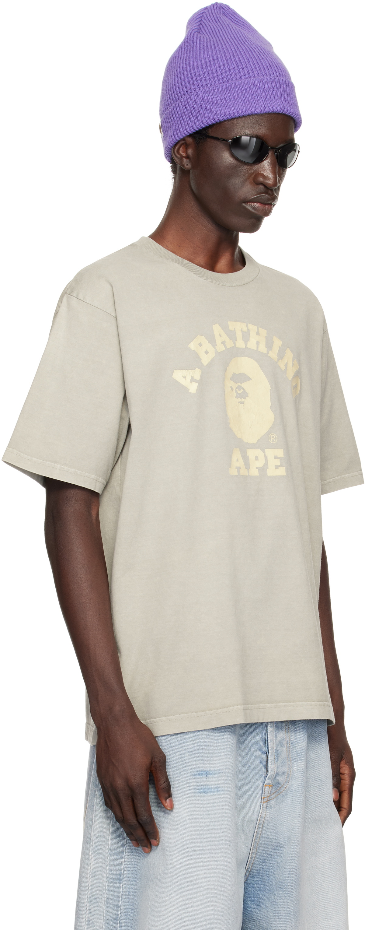 BAPE Gray Overdye College T-shirt A Bathing Ape