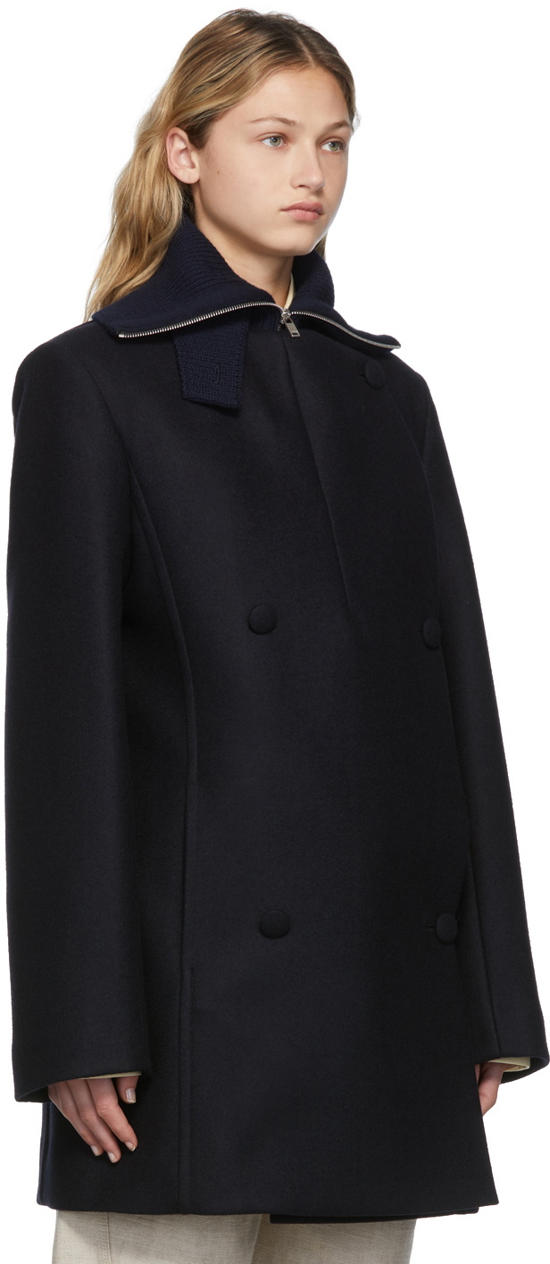 Jil Sander Navy Double Breasted Pea Coat Jil Sander