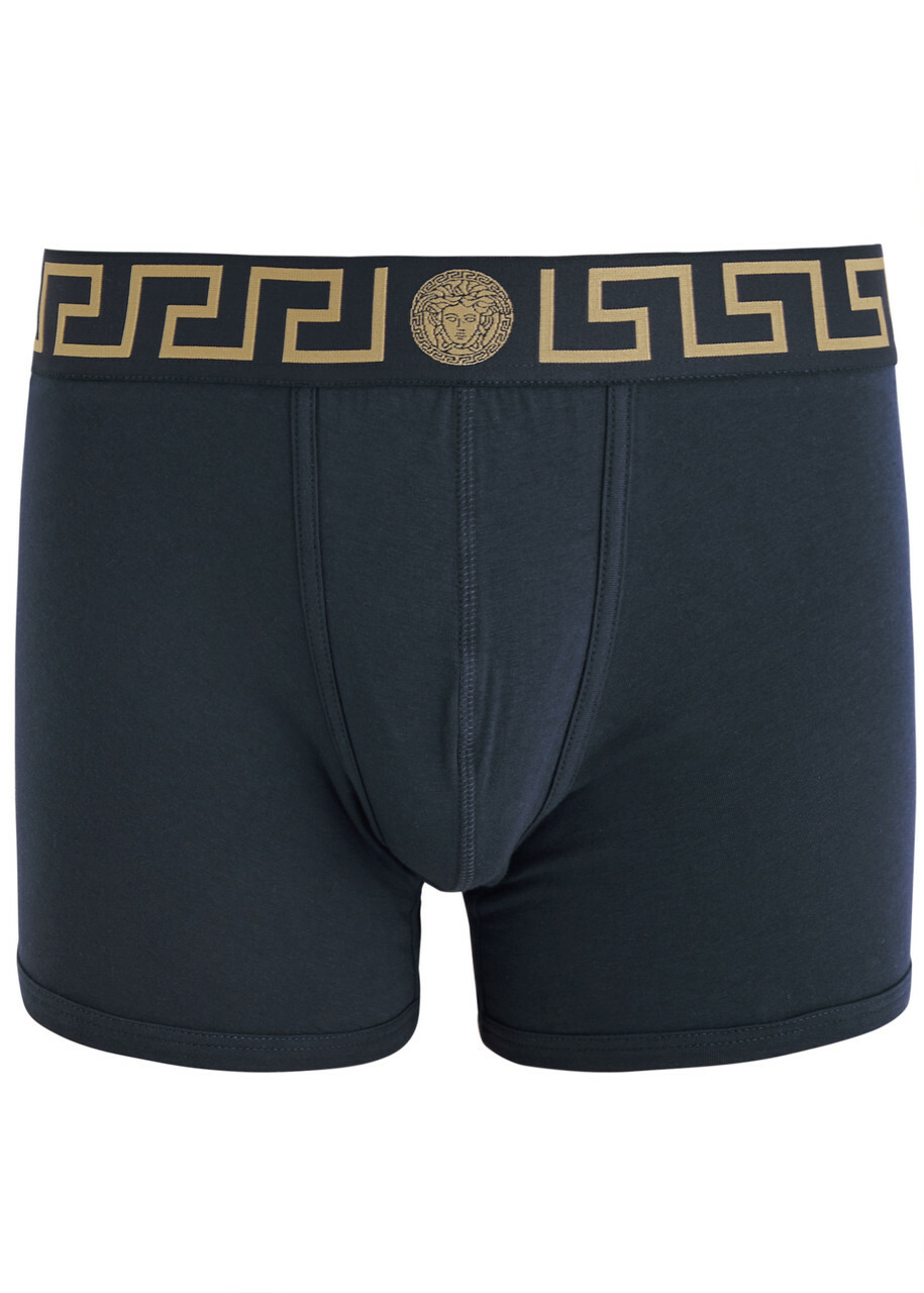 Versace Logo Stretch-cotton Boxer Briefs Blue Versace