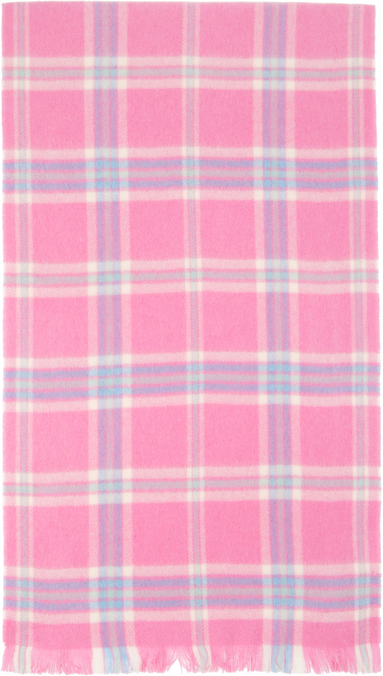 Acne Studios Pink & Blue Plaid Scarf Acne Studios