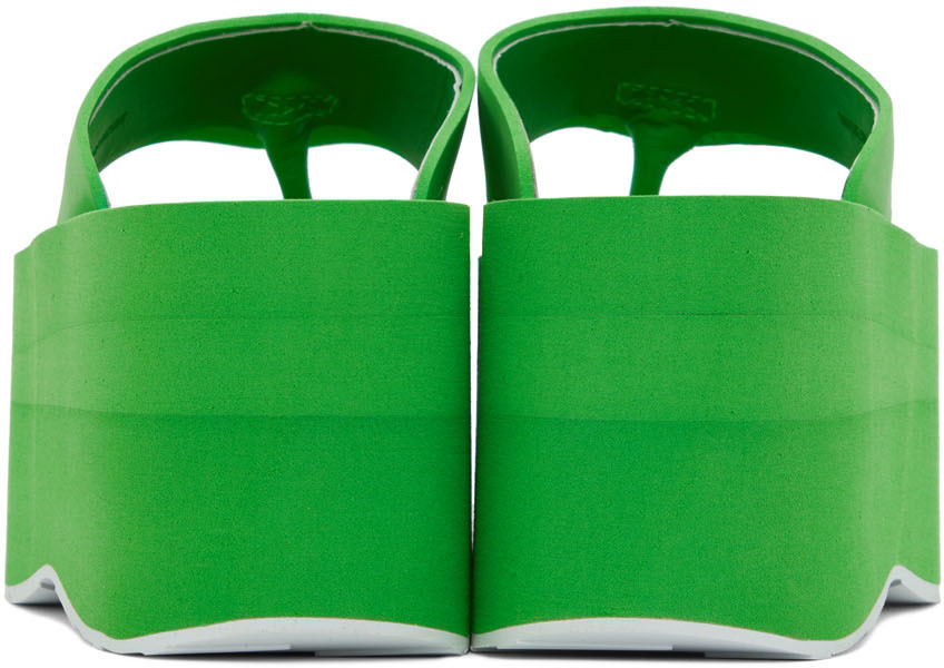 MSGM Green Rubber Platform Sandals MSGM