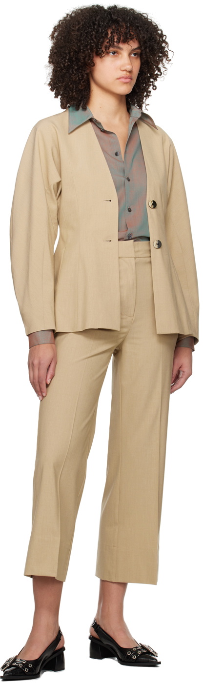 GANNI Beige Fitted Blazer GANNI