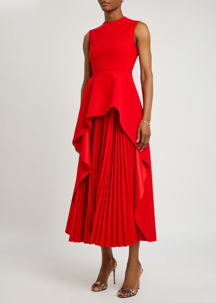 Solace London Severny Crepe Midi Dress Red Solace London