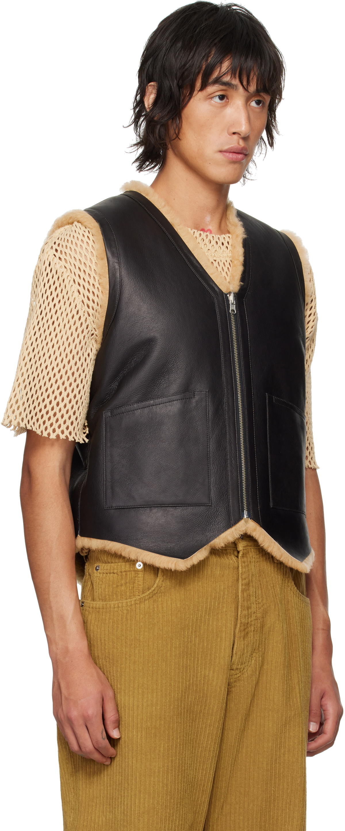 Sunflower Beige Shearling Reversible Vest Sunflower