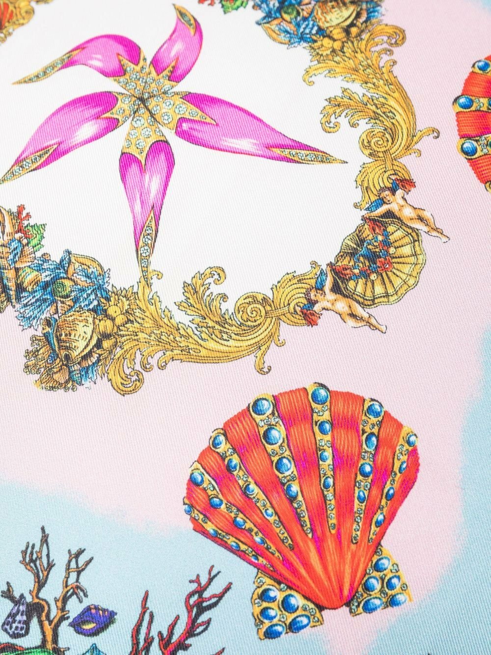 Versace Pink Seaside Printed Silk Cushion Versace