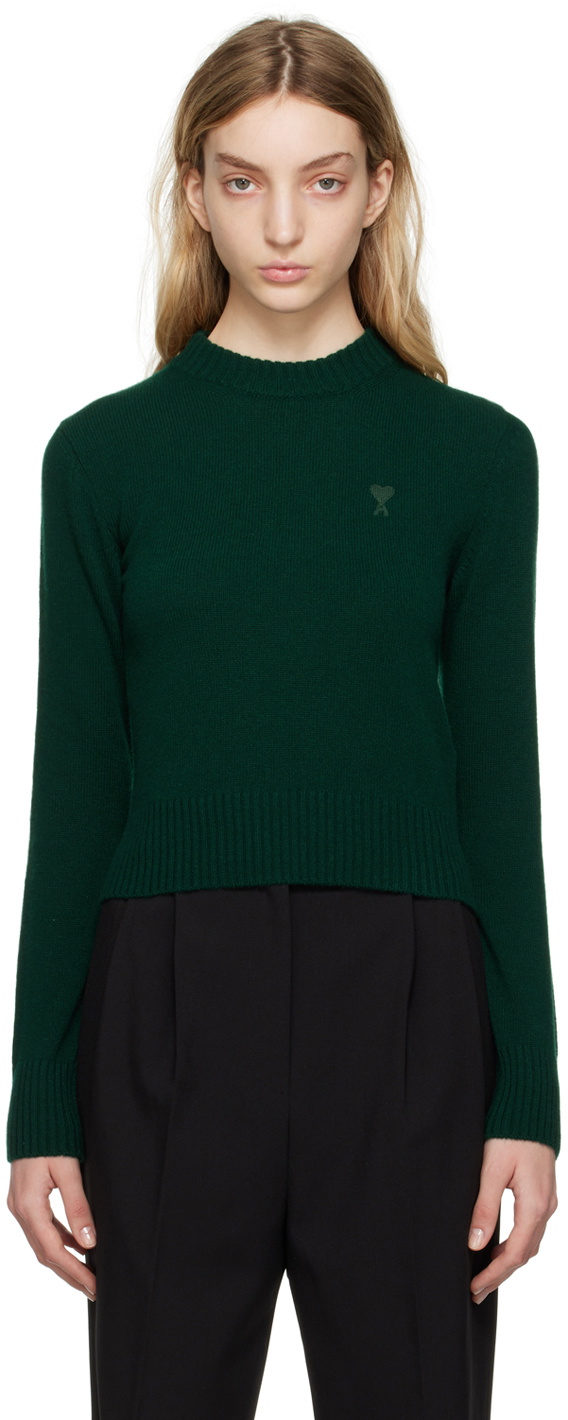 AMI Paris SSENSE Exclusive Green Ami de Cœur Sweater AMI