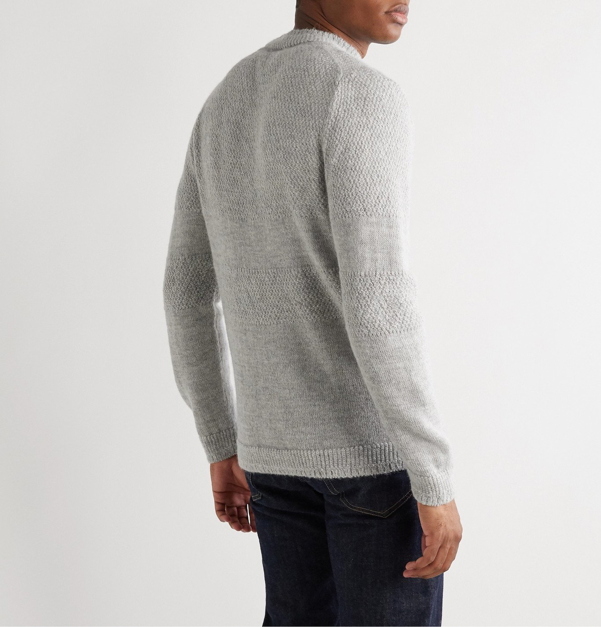 Inis Meáin - Mélange Textured Baby Alpaca Sweater - Gray Inis Meáin