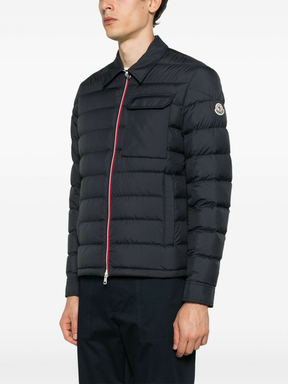 Moncler Blue Logo-Appliqué Quilted Jacket Moncler