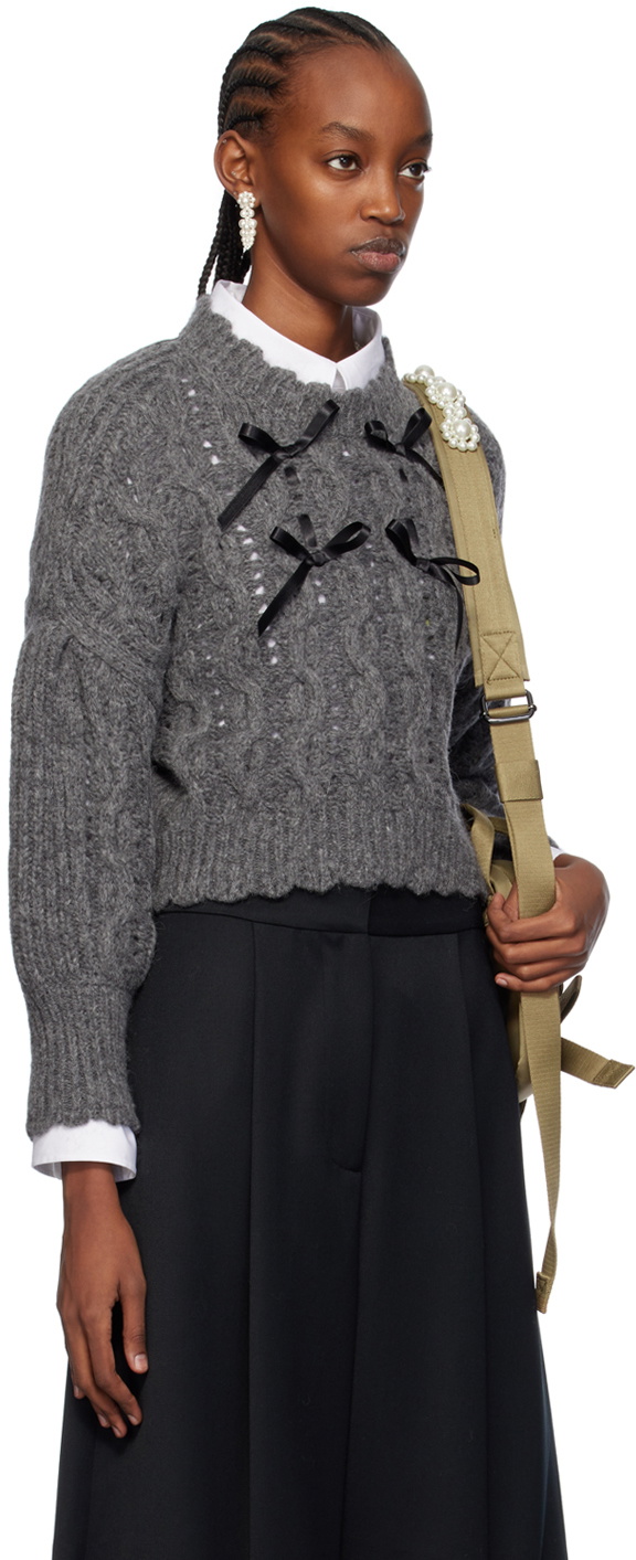Simone Rocha Gray Ribbon Sweater Simone Rocha