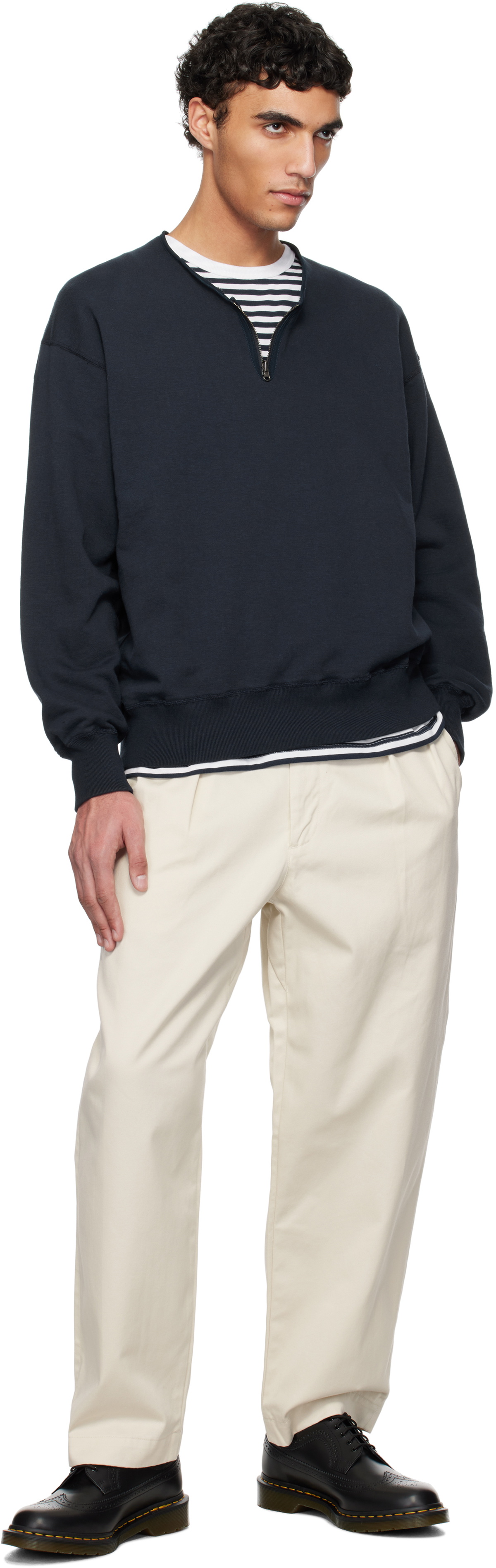 nanamica Navy Half Zip Reversible Sweatshirt Nanamica