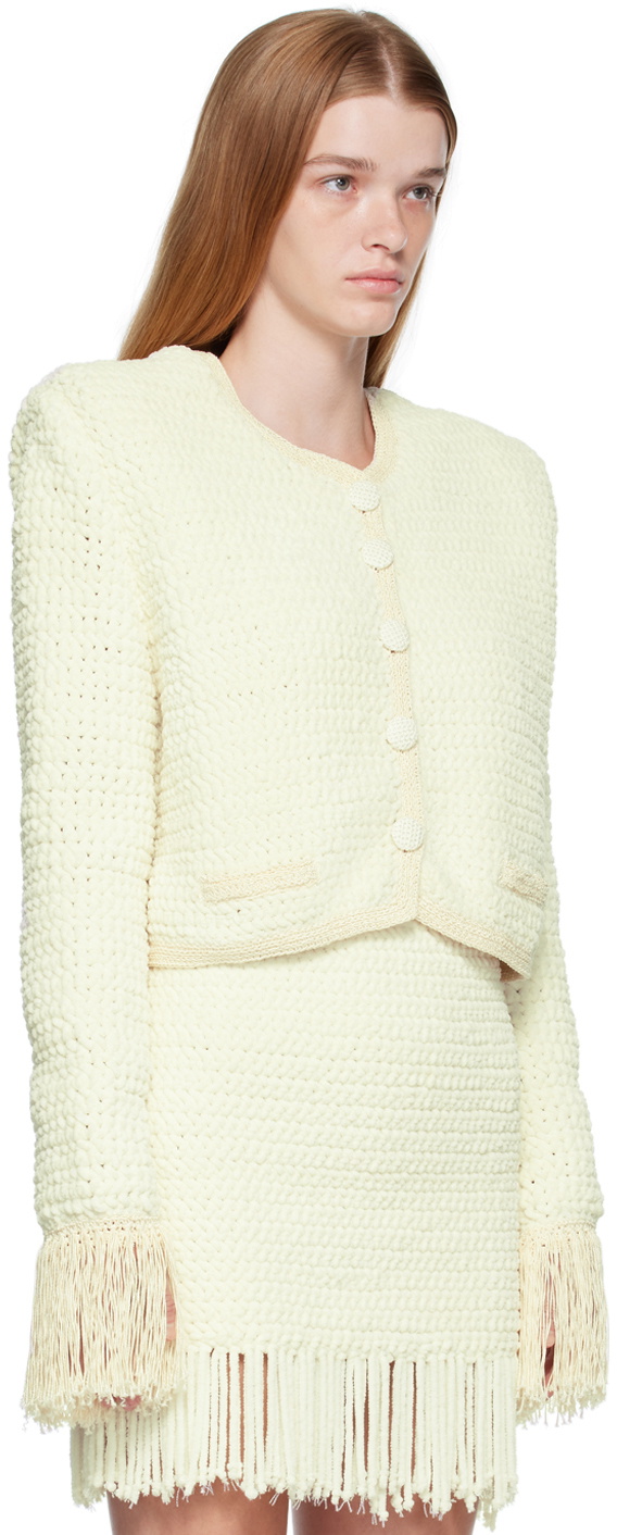 Magda Butrym White Crocheted Blazer Magda Butrym