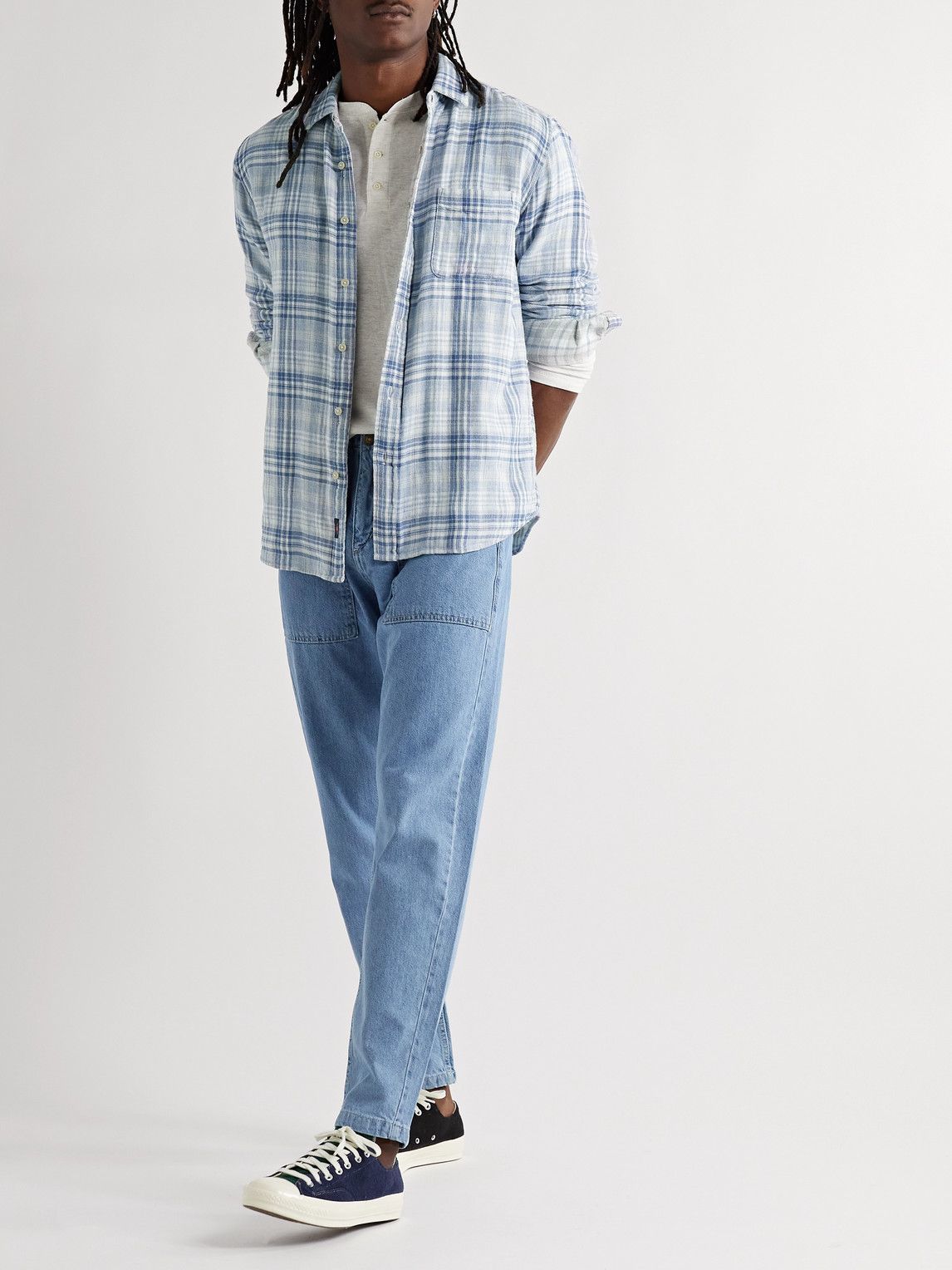 Faherty - Reversible Checked Organic Cotton Shirt - Blue Faherty