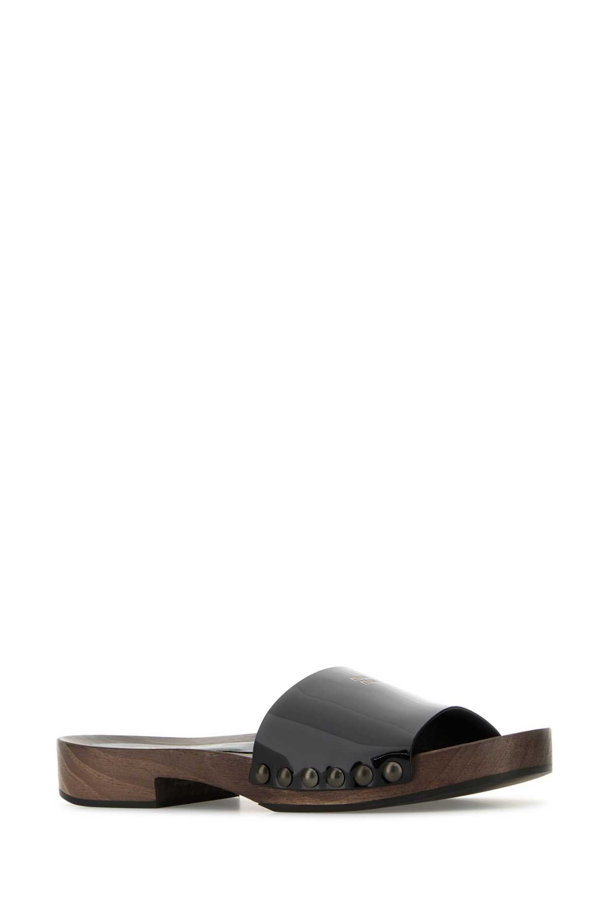 Miu Miu Black Leather Clogs Miu Miu