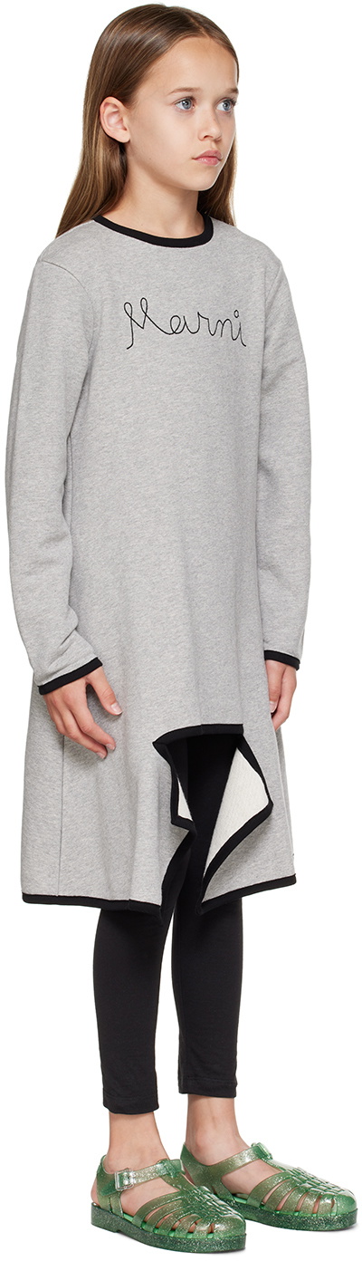 Marni Kids Gray Embroidered Dress Marni