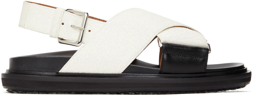 Marni Black & White Sparkly Fussbett Sandals Marni