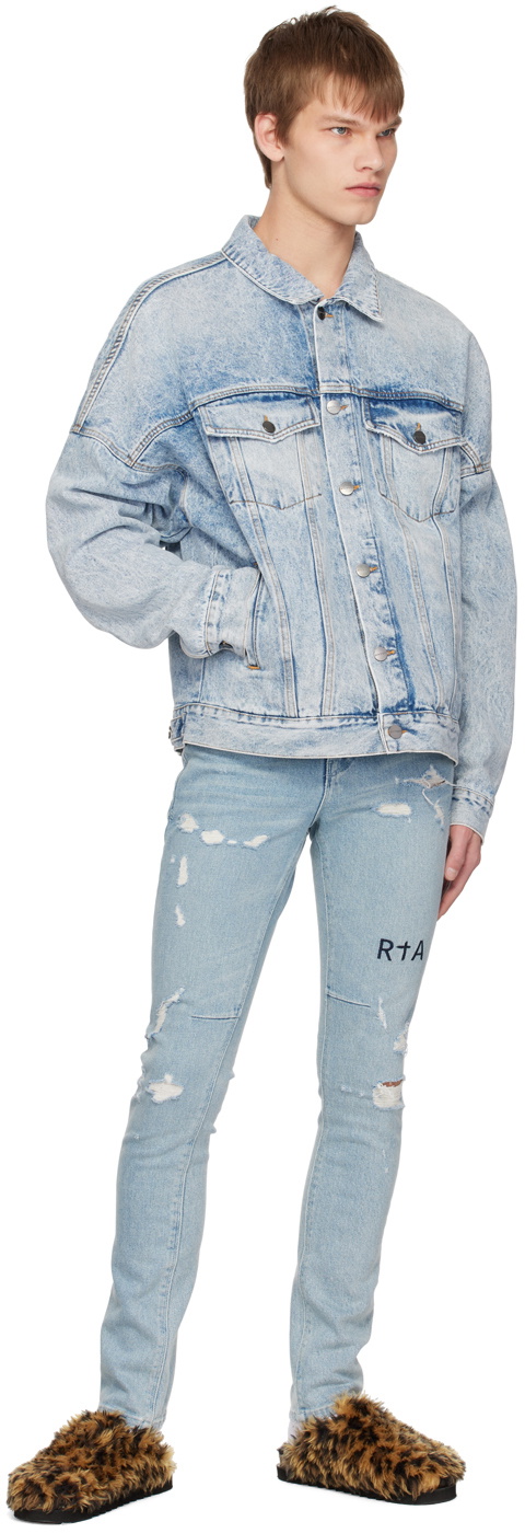 Palm Angels Blue Faded Denim Jacket Palm Angels