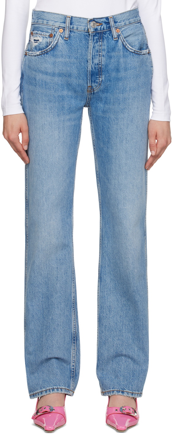 Re/Done Blue High Rise Loose Jeans Re/Done