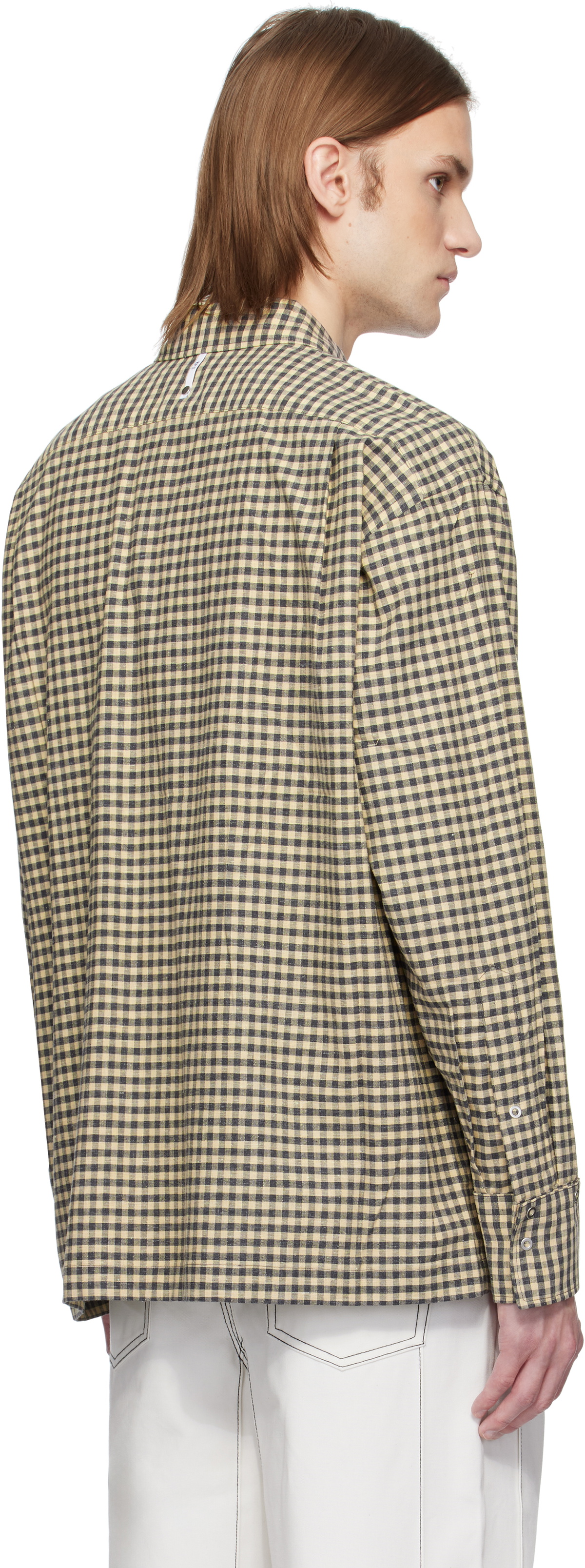 Karmuel Young Yellow & Black Check Square Snap Off Shirt Karmuel Young