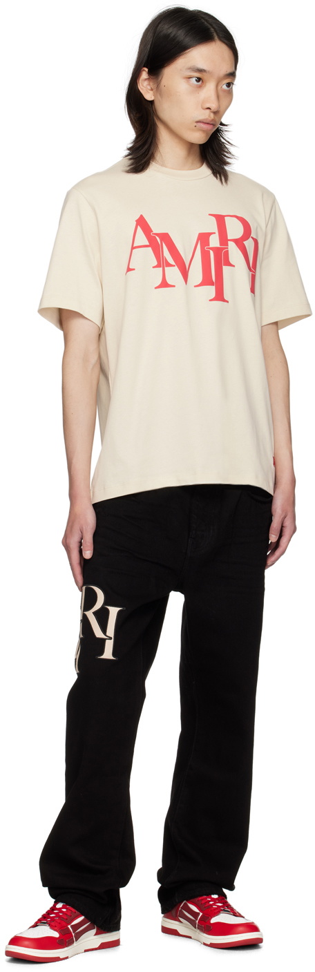 AMIRI Beige Amiri Staggered T-Shirt Amiri