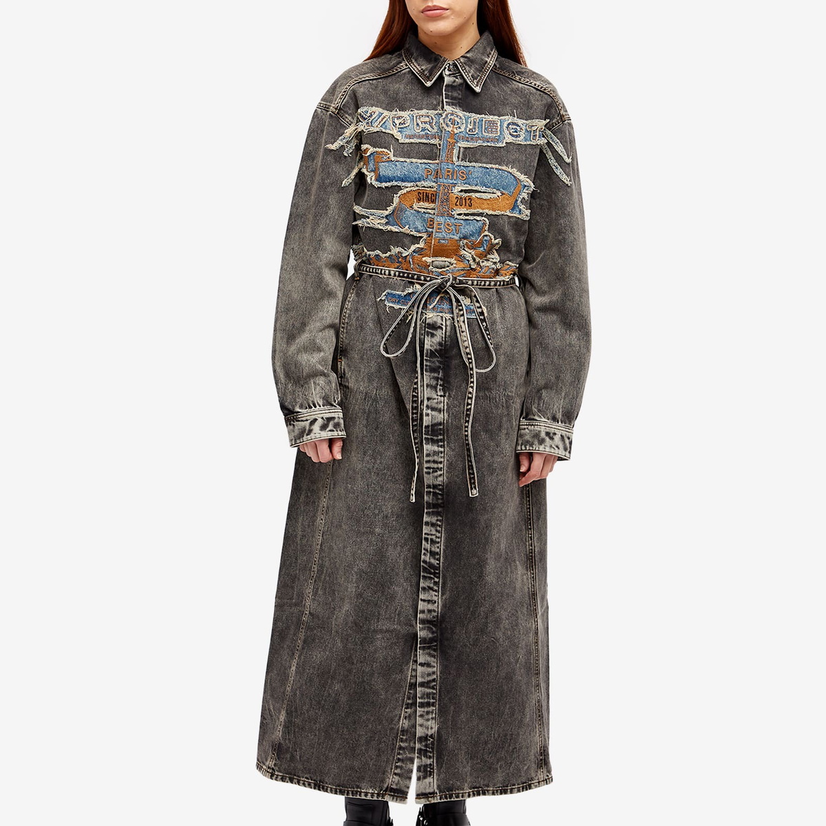 Y-Project Women's PARIS' BEST PATCH DENIM SHIRT DRESS in Black Y/Project