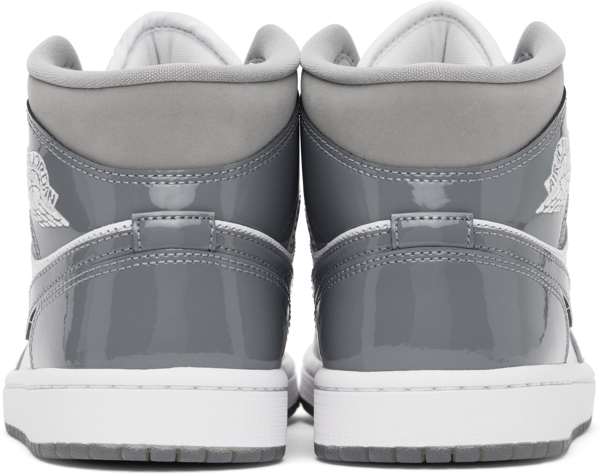 Nike Jordan Gray & White Air Jordan 1 Mid SE Sneakers Nike Jordan Brand