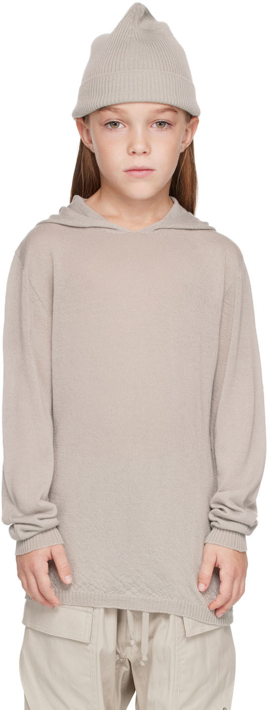 Rick Owens Kids Beige Cashmere Hoodie Rick Owens