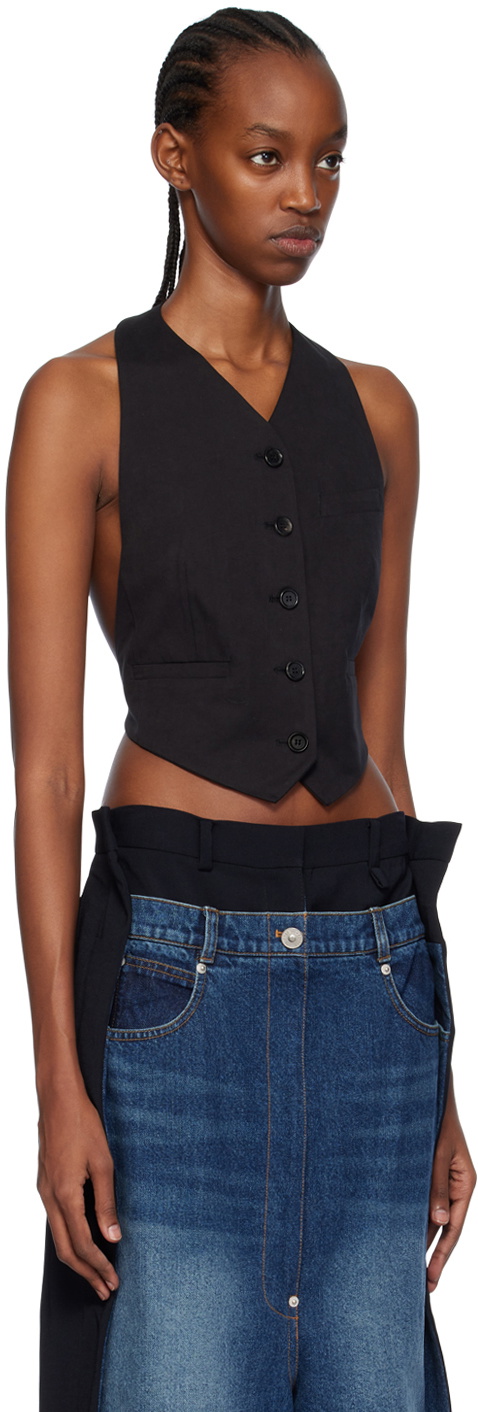 Pushbutton Black Open Back Vest Pushbutton