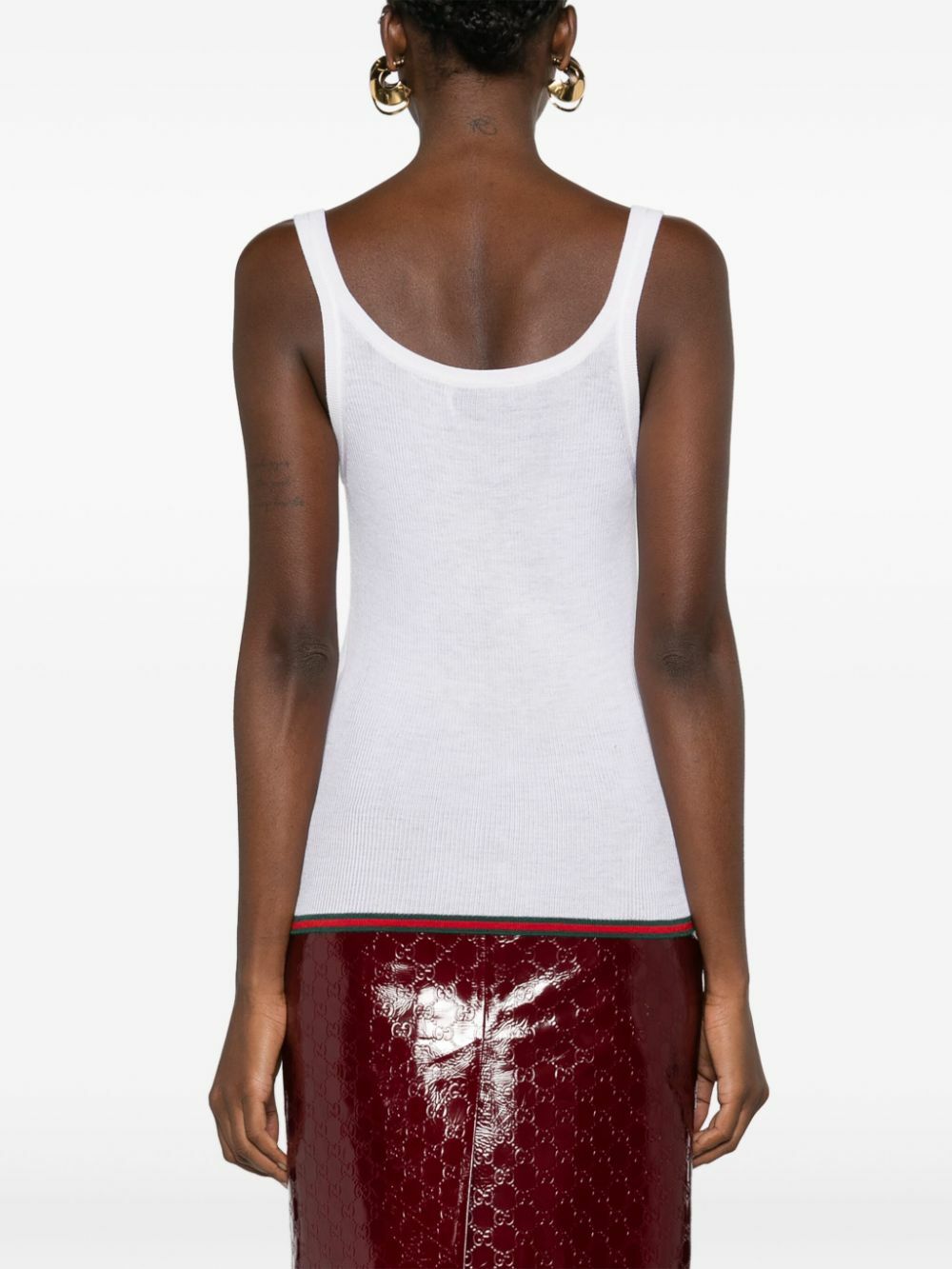 Gucci White Intarsia-Logo Knit Tank Top Gucci