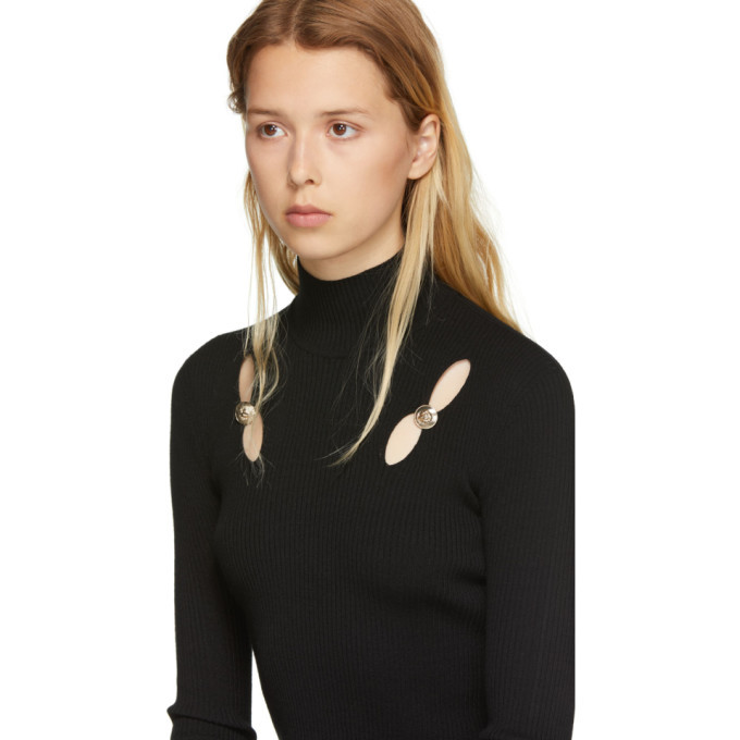 Versus Black Cut-Out Cropped Turtleneck Versus