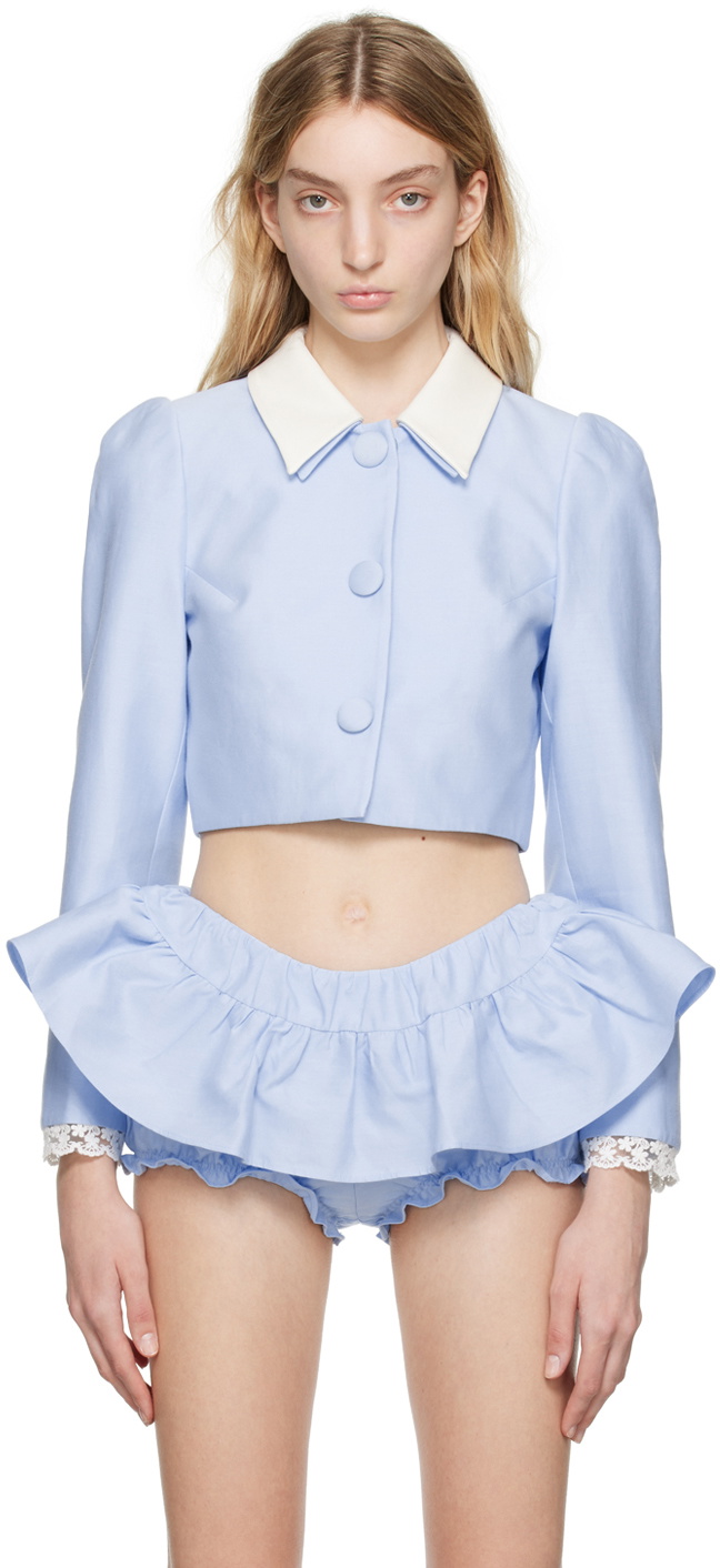 Shushu/Tong Blue Decorative Collar Short Jacket Shushu/Tong